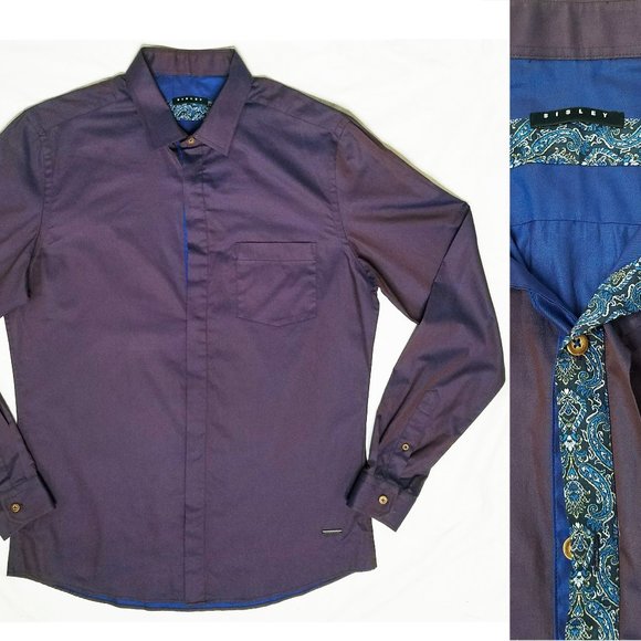 Sisley | Shirts | Sisley Mens Slim Fit Button Down Shirt Sharkskin Blue ...